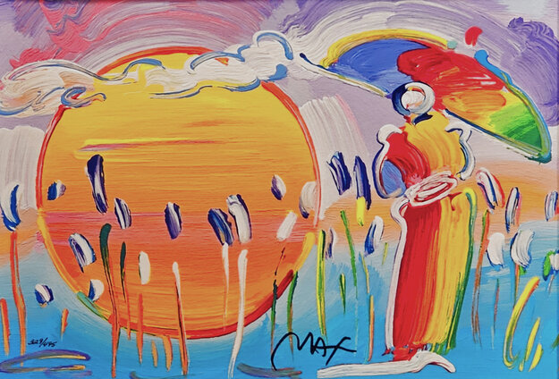 Rainbow Umbrella Man in Reeds 2018 Limited Edition Serigraph by Peter ...