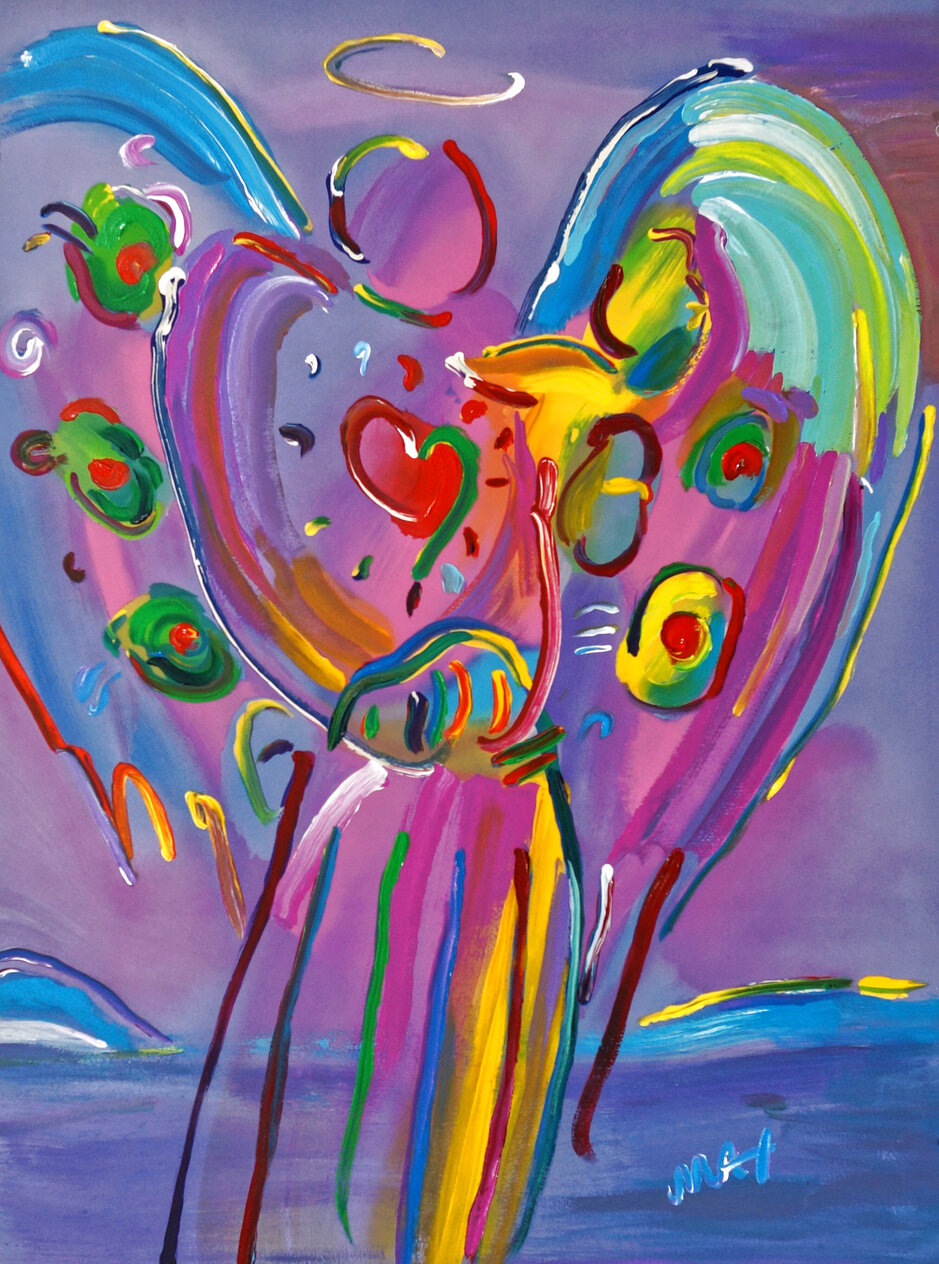 Angel with Heart Unique 1990 Mixed Media by Peter Max - For Sale on Art ...