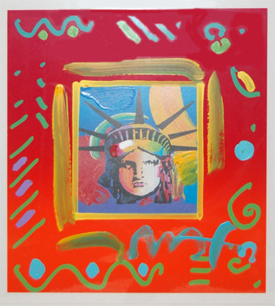 Statue of Liberty 2002 Unique Lithograph 14x12 by Peter Max