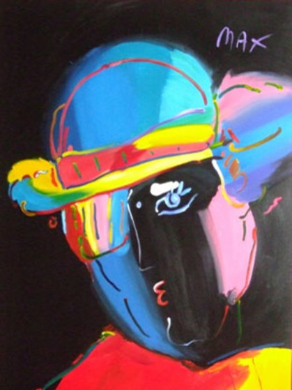 Art Deco Lady II Unique 1988 Oil on Canvas 18x15 by Peter Max