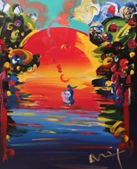 peter max portrait of a woman with hat and bouquet by Peter Max