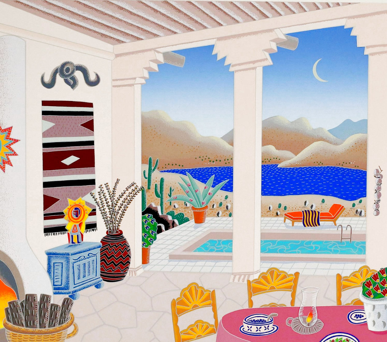 Desert Patio 1999 Serigraph 17x19 by Thomas Frederick McKnight - For Sale on Art Brokerage