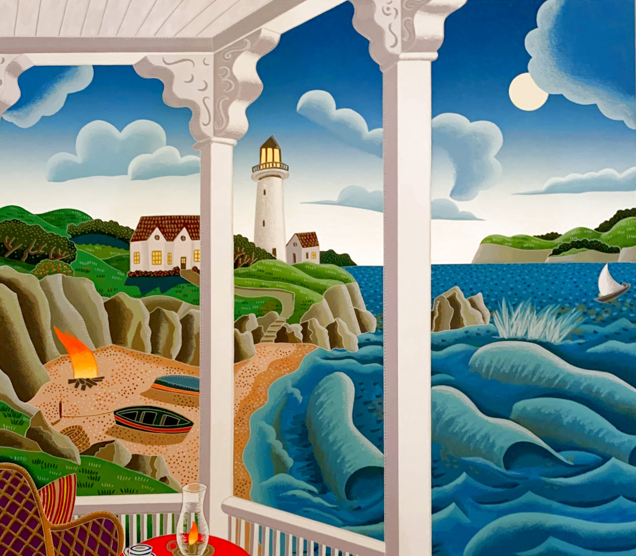 Lighthouse Point 1990 Limited Edition Serigraph by Thomas Frederick ...