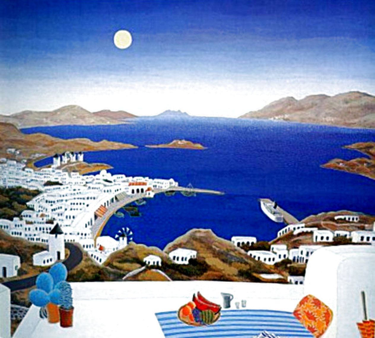 Mykonos Rooftops 1982 Serigraph 38x40 by Thomas Frederick McKnight - For Sale on Art Brokerage