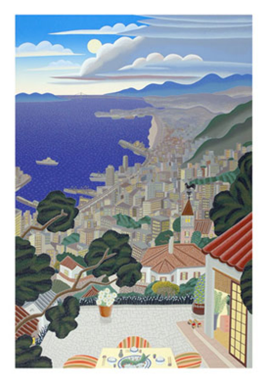 Kobe Coast At Night 1992 39x28 Huge - Japan by Thomas Frederick McKnight