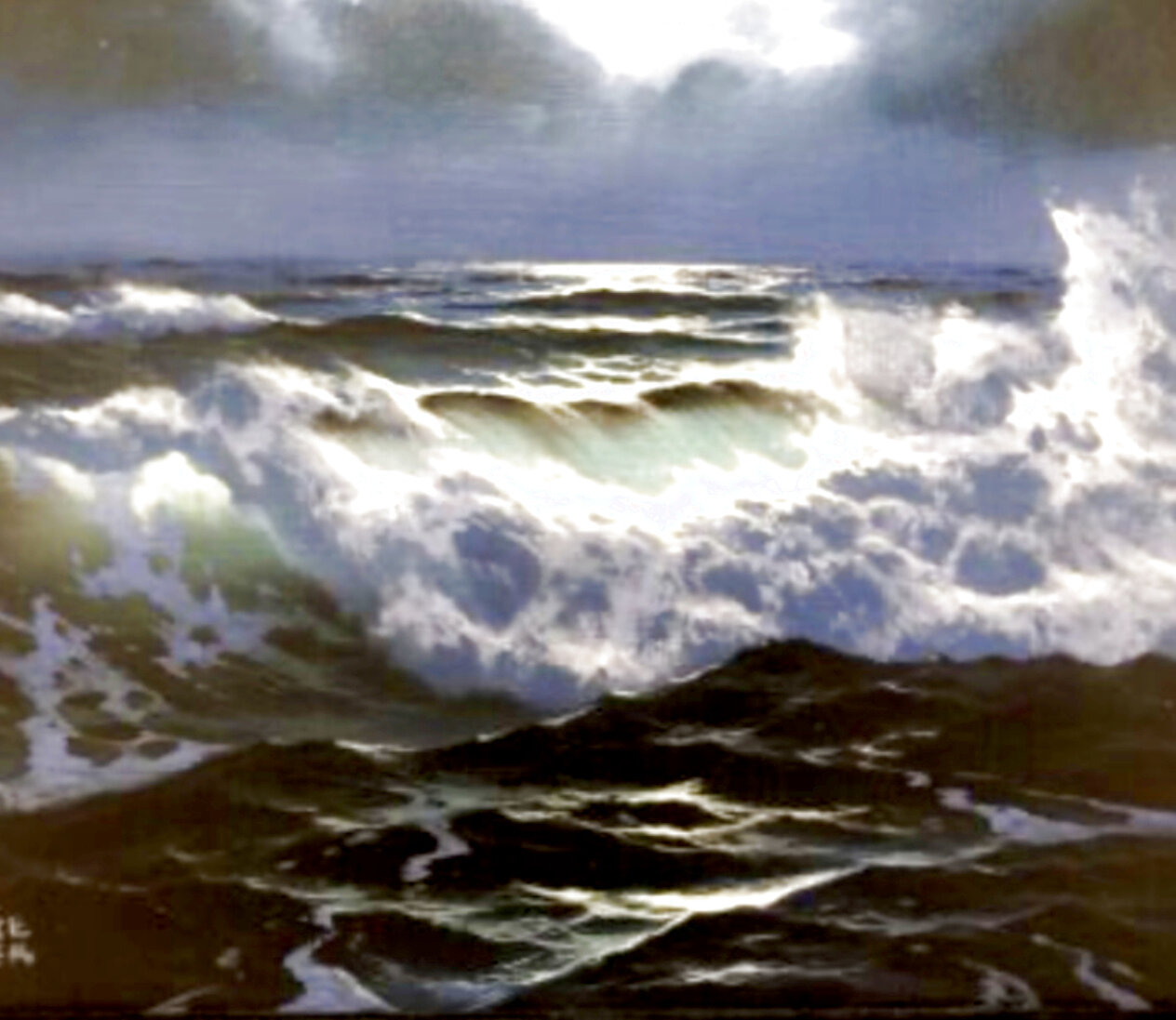 Open Sea at Night Oil on Canvas by Maurice Meyer - For Sale on Art ...