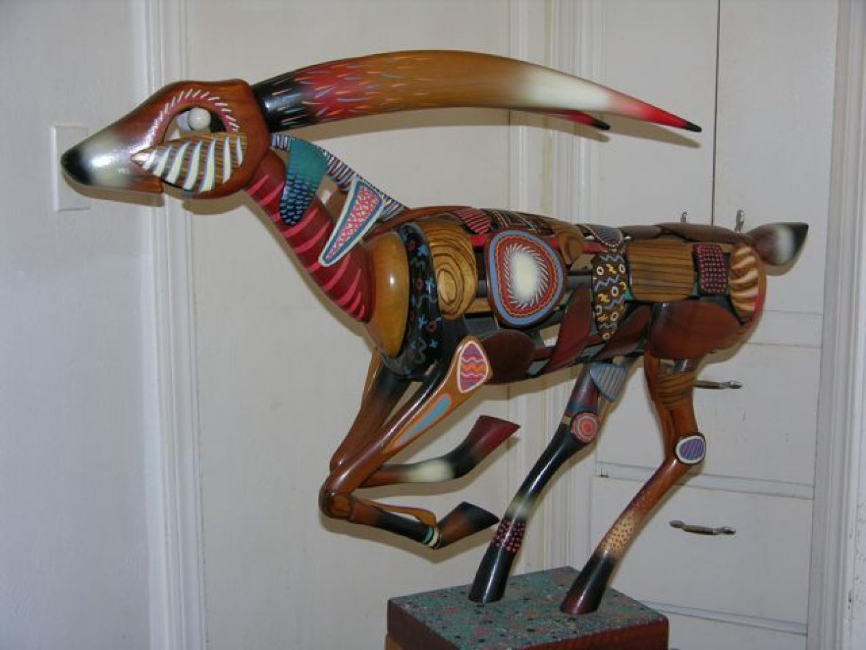 Bush Buck Wooden Sculpture Unique 53 in by Dan Meyer
