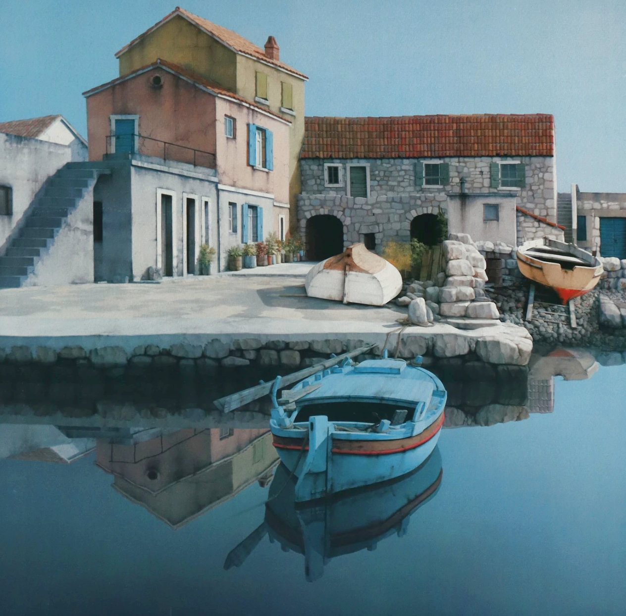 Fishing Village 1985 Limited Edition Lithograph by Zvonimir Mihanovic ...