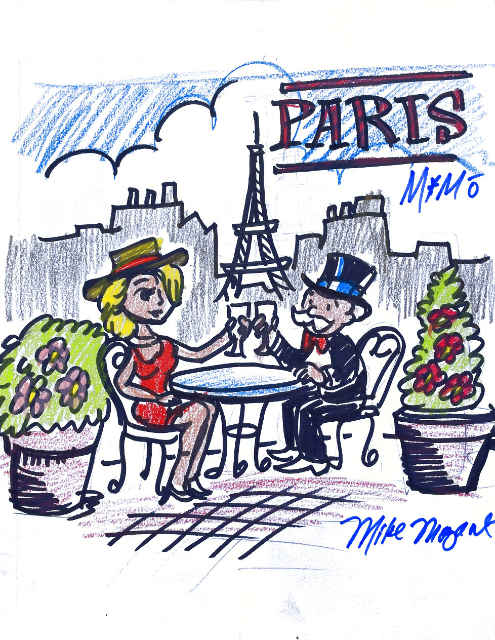 Monopoly Man in Paris 2008 Mixed Media 12x9 by MiMo - For Sale on Art ...