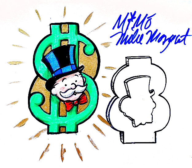 Monopoly Man Dollar Sign 2008 Mixed Media 9x12 by MiMo - For Sale on ...