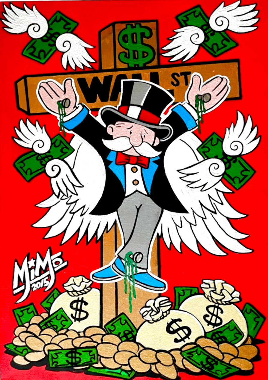Red Monopoly on Cross 2015 Acrylic on Canvas by MiMo - For Sale on Art ...