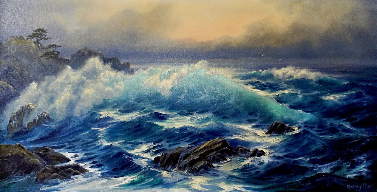 Fanshell on the 17 Mile Drive 1976 Framed Oil on Canvas 18x36 by ...