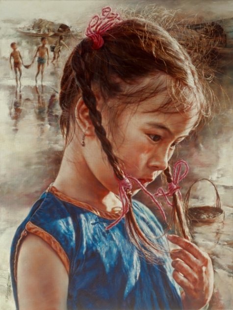 The Fish Boy Lithograph 21x28 by Wai Ming - For Sale on Art Brokerage