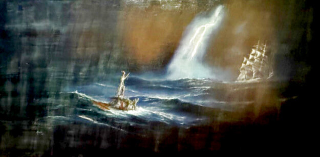 Untitled Stormy Seascape 1972 Framed Oil on Canvas by Ed Miracle - For ...