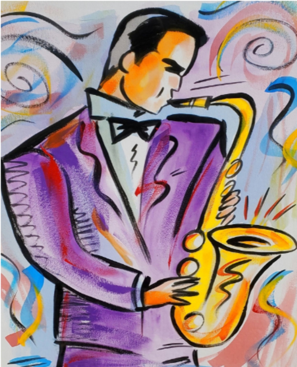 Burton Morris , original, Saxaphone Player by Burton Morris - For Sale ...