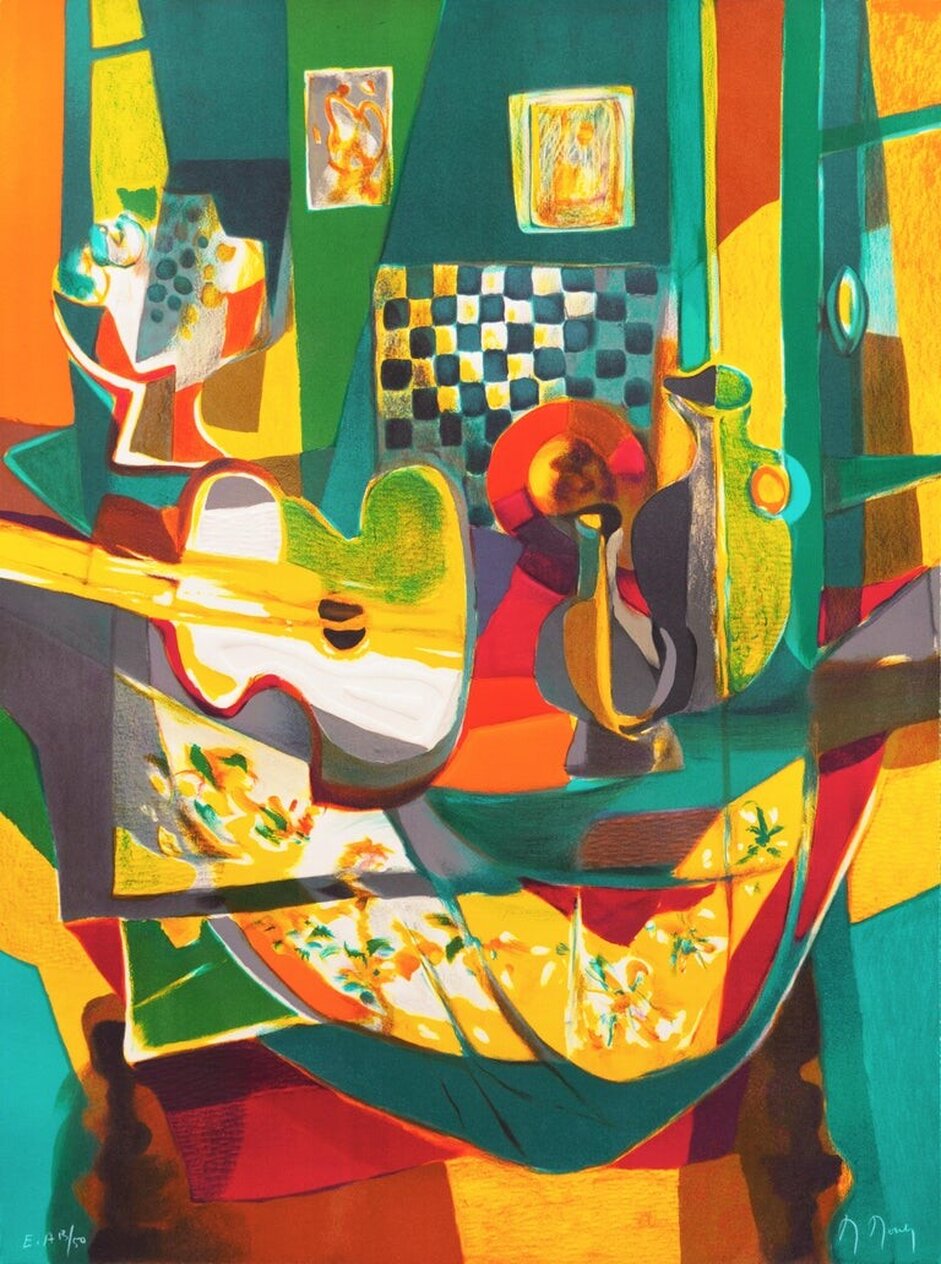 Still Life with Guitar EA 2004 Limited Edition Lithograph 45x34 by ...
