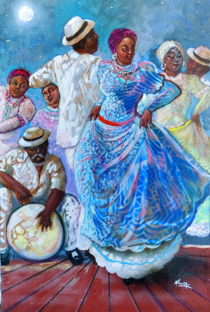 Baile de Bomba y Plena 2 1980 Acrylic on Canvas 36x24 by Ivan Moura ...