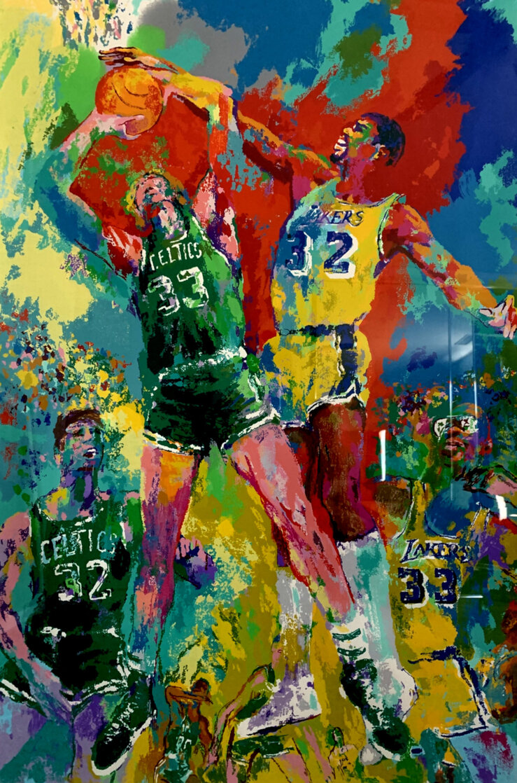 Magic Johnson and Larry Bird 1991 Serigraph 37x24 by LeRoy Neiman