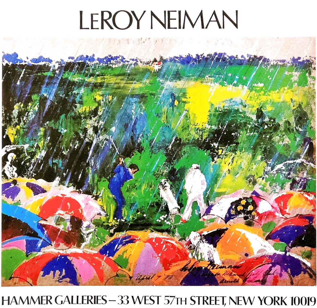 Arnie in Rain 1973 Framed Lithograph Poster 24x30 by LeRoy Neiman - For ...