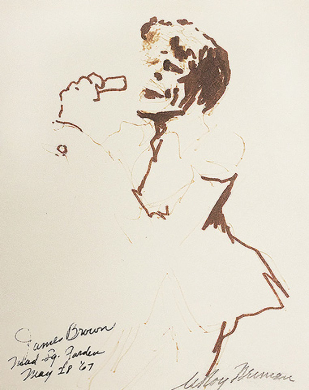 James Brown Drawing 1967 by LeRoy Neiman - For Sale on Art Brokerage