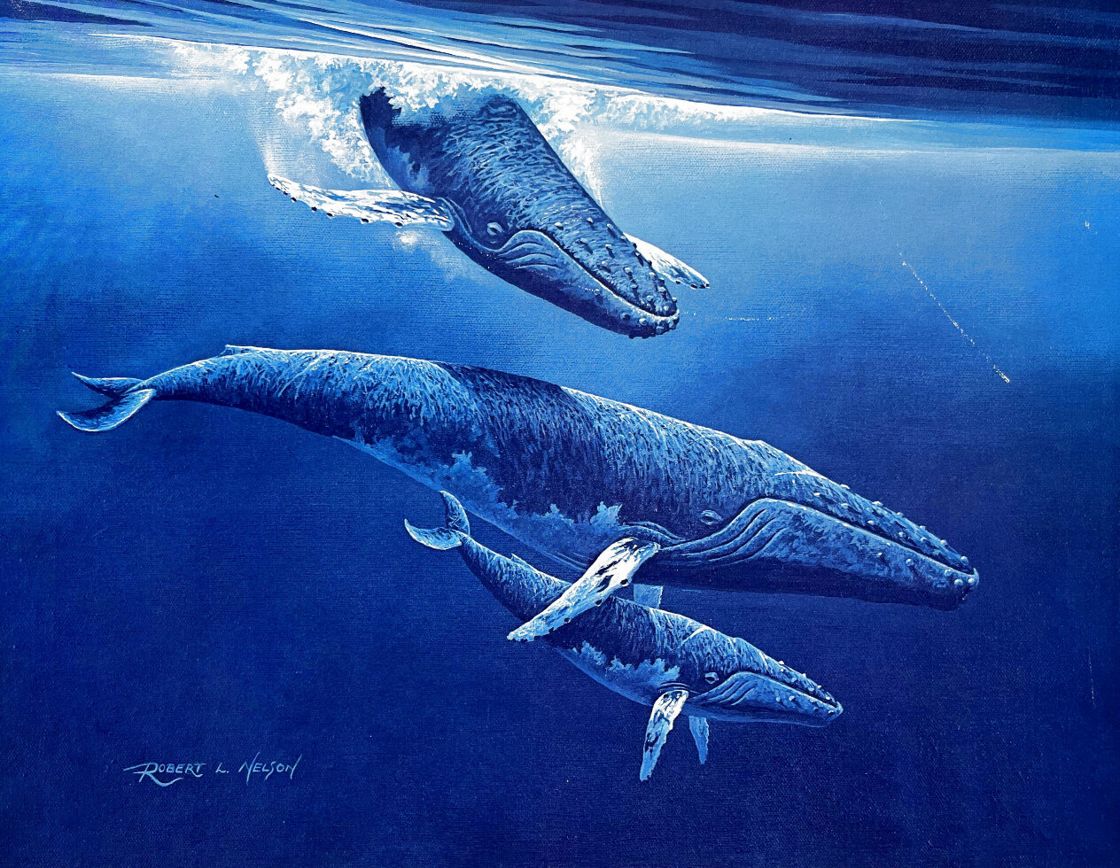 Untitled Whale Scene 1981 Limited Edition Mixed Media by Robert Lyn ...