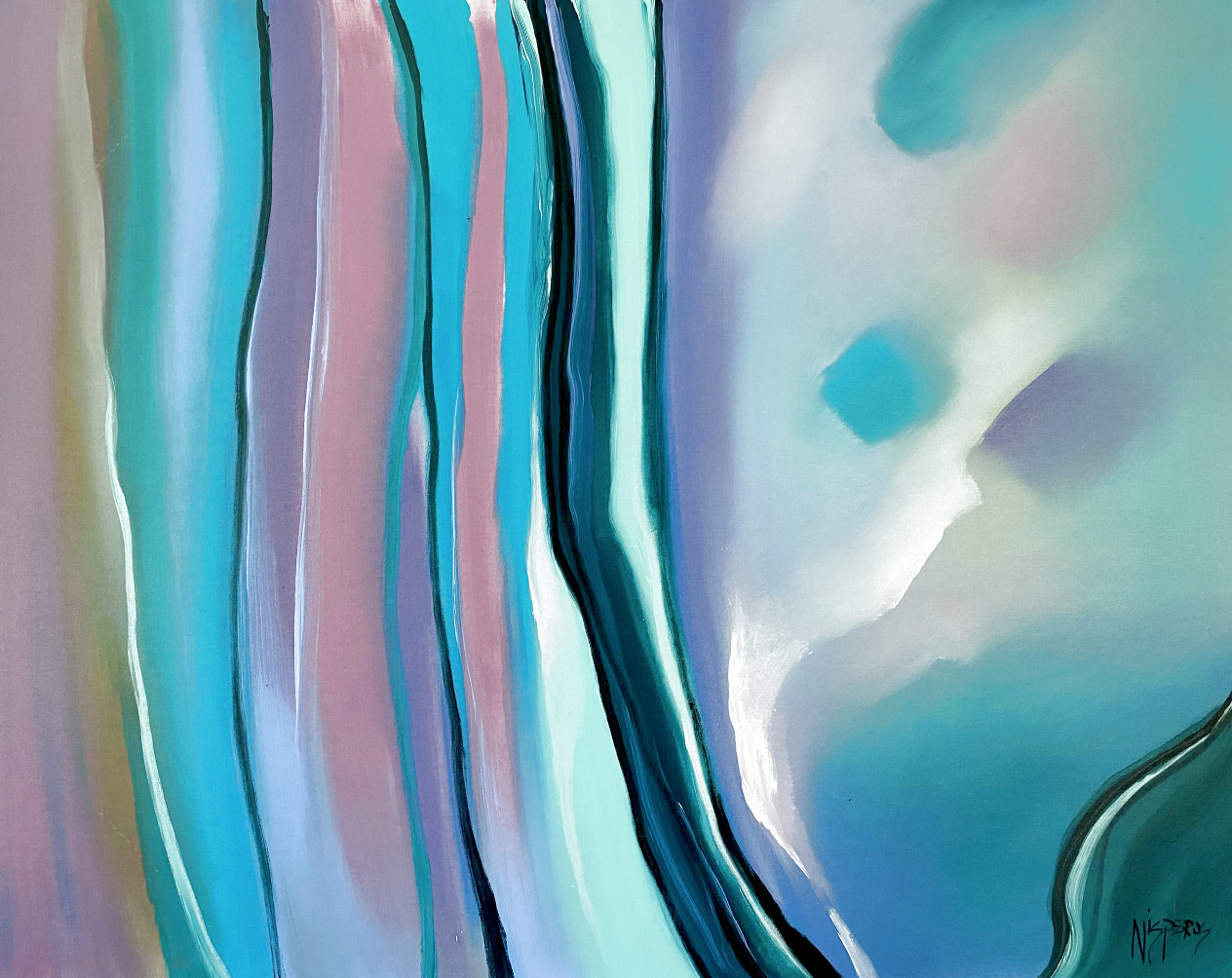 Vertical Flow 1989 Acrylic on Canvas by Michael Nisperos - For Sale on Art Brokerage