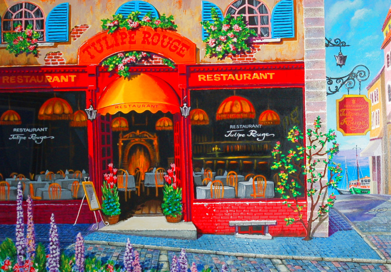 Tulipe Rouge Restaurant 2000 Serigraph 28x37 by Arkady Ostritsky - For ...