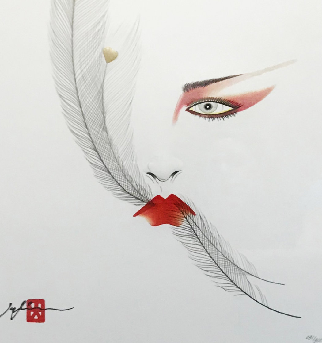 Eyes Of Otsuka - Feathers, Lithograph On Paper, 16x13, by Hisashi Otsuka