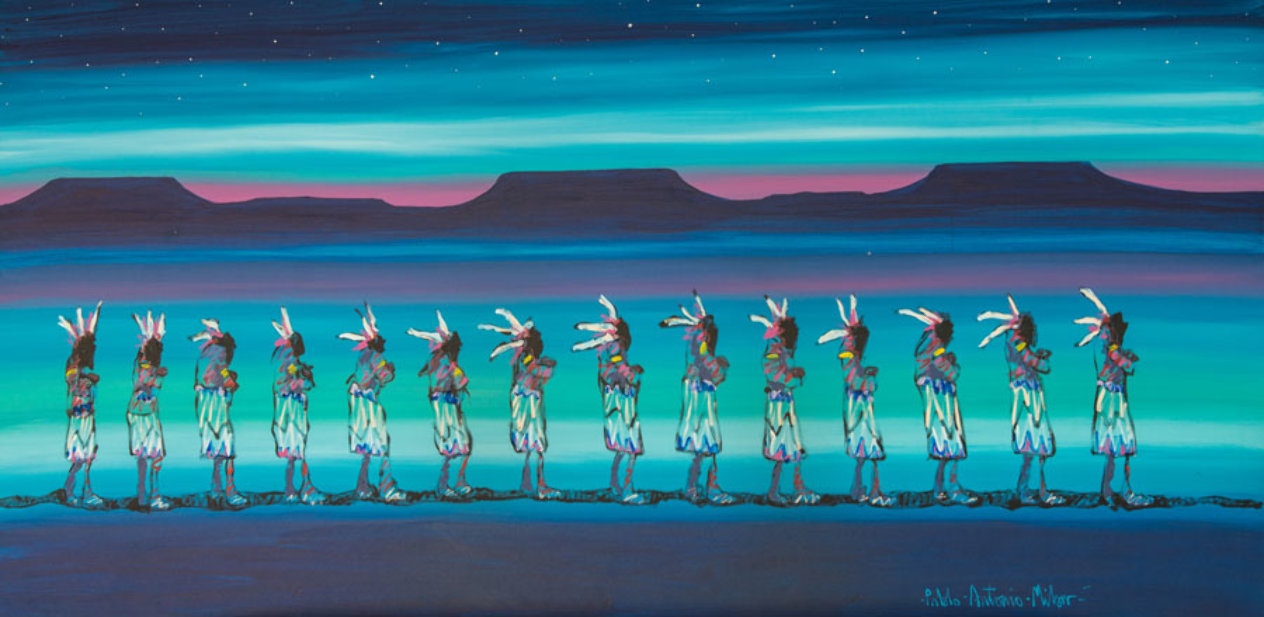 Blue Mesa Kachina 1980 48x96 - Huge Mural Size by Pablo Antonio Milan - For Sale on Art Brokerage