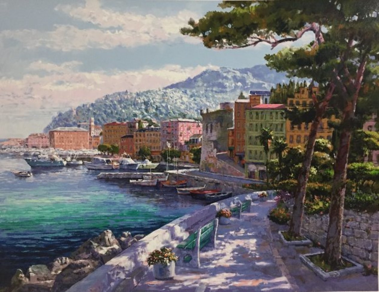 print by sam park, outdoor cafe art, asian artist, santa margarita by ...