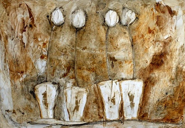Tulip Paradise, 2004, Encaustic Painting, 30x47, by Emilija Pasagic