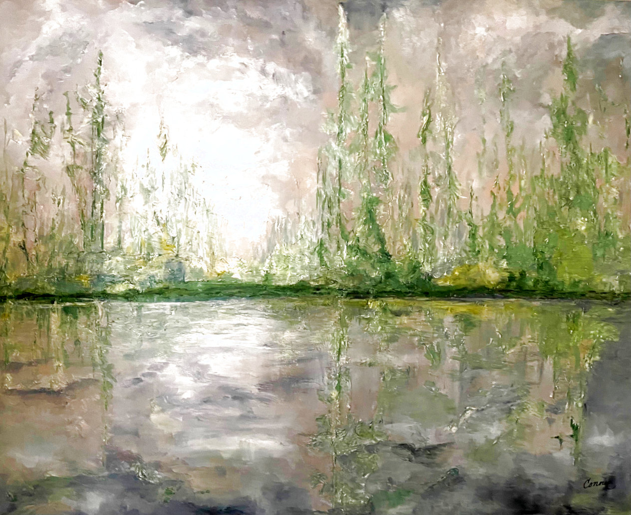 Reflections 2021 Acrylic, Mixed Media on Canvas 48x60 by Connie Pearce ...