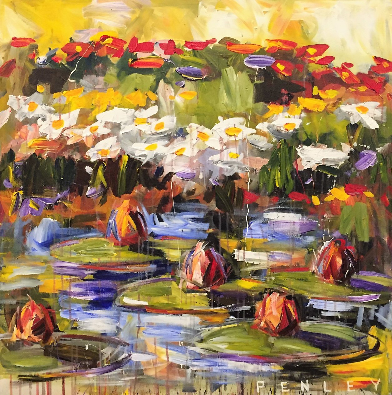 Lily Pads 2000 36x36 by Steve Penley - For Sale on Art Brokerage
