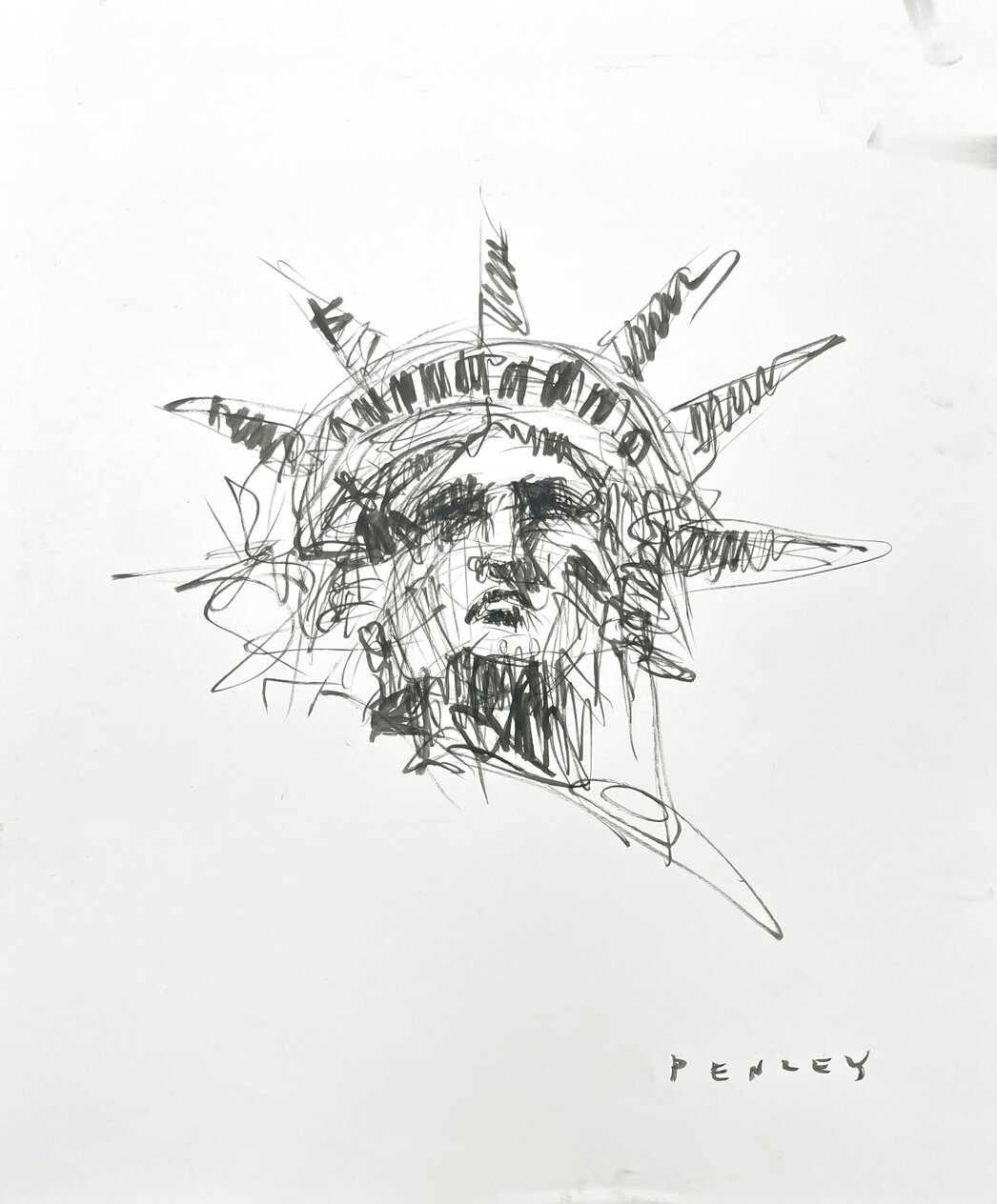 Statue of Liberty 2005 Charcoal Drawing by Steve Penley - For Sale on ...