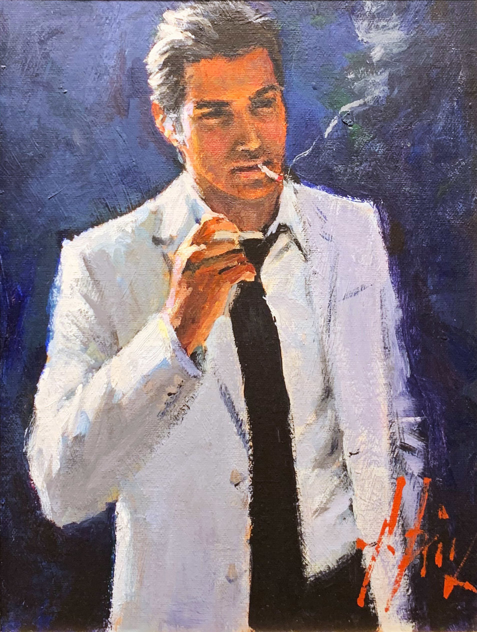 interiors, portrait of man smoking, fabian perez by Fabian Perez - For ...