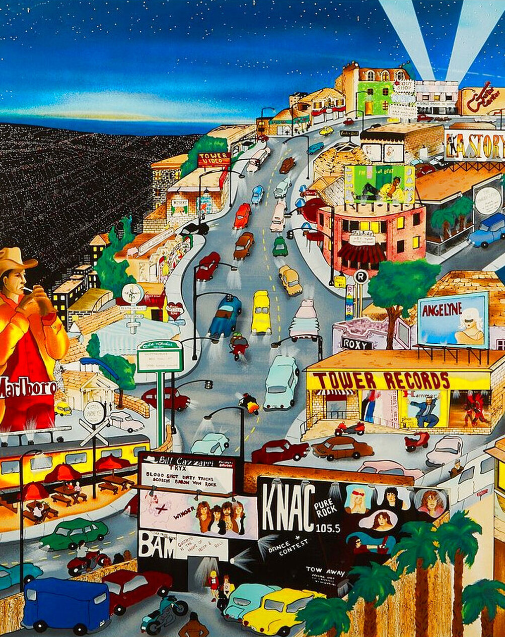 Sunset over Sunset, Hollywood 1991 Framed Limited Edition Serigraph by Linnea Pergola - For Sale ...