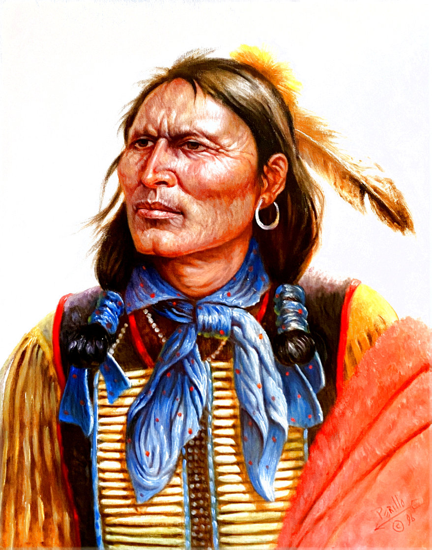 White Feather (Blackfeet) 1996 Oil on Canvas 16x20 by Gregory Perillo