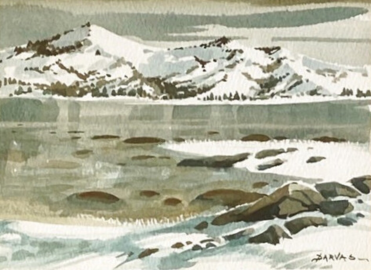 Untitled Winter Landscape Watercolor by Endre Peter Darvas - For Sale ...