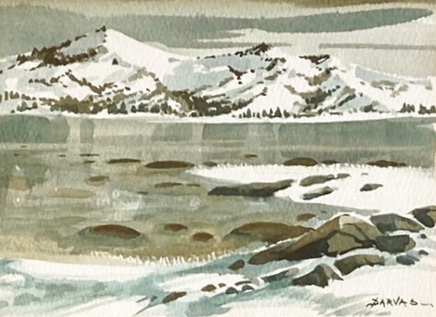 Untitled Winter Landscape Watercolor by Endre Peter Darvas - For Sale ...