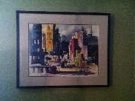 Untitled - Impressionist City Skyline Watercolor 1969 26x32 - New York ...