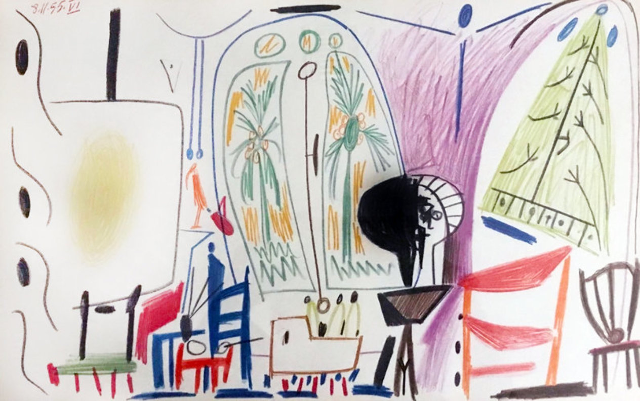Pablo Picasso print of interior, his studio by Pablo Picasso - For Sale ...