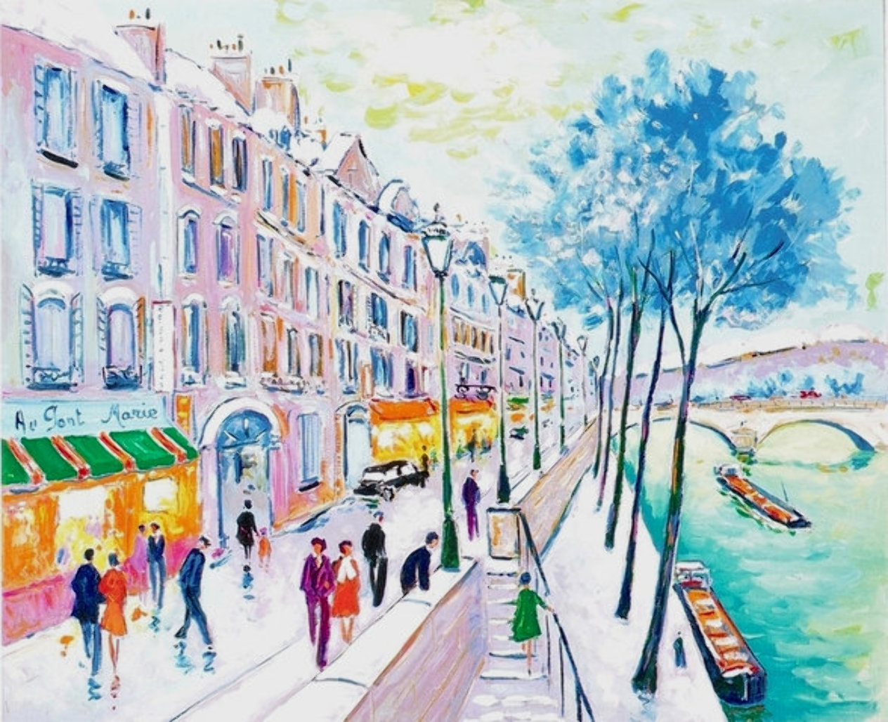 Neige Sur Le Quai Bourbon ,Seriolithograph , jean claude picot by Jean ...