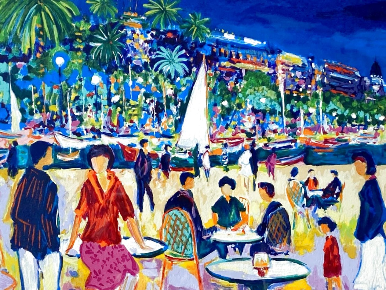La Terrasse Le Soir Sur Port 1995 Serigraph 17x20 by Jean Claude Picot ...