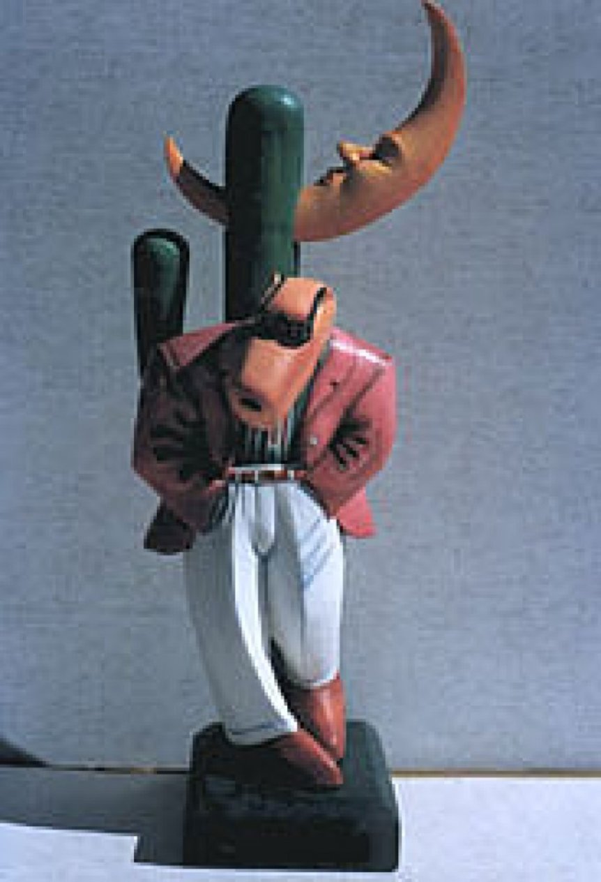 Dreaming of Her Wood Sculpture 1987 29 in of Male Coyote in Sport Coat ...