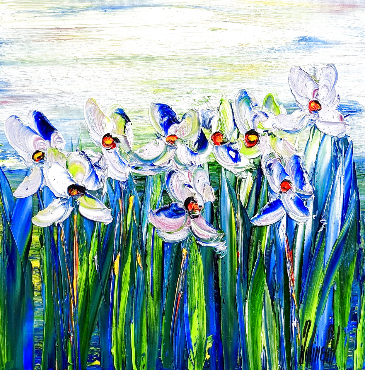 Doux Frémissement Du Printemps Oil on Canvas 20x20 by Jaline Pol - For ...