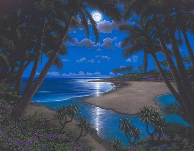 Moonlight Bay, 21x29, Hand Embellished Giclee, by Steven Power - For ...