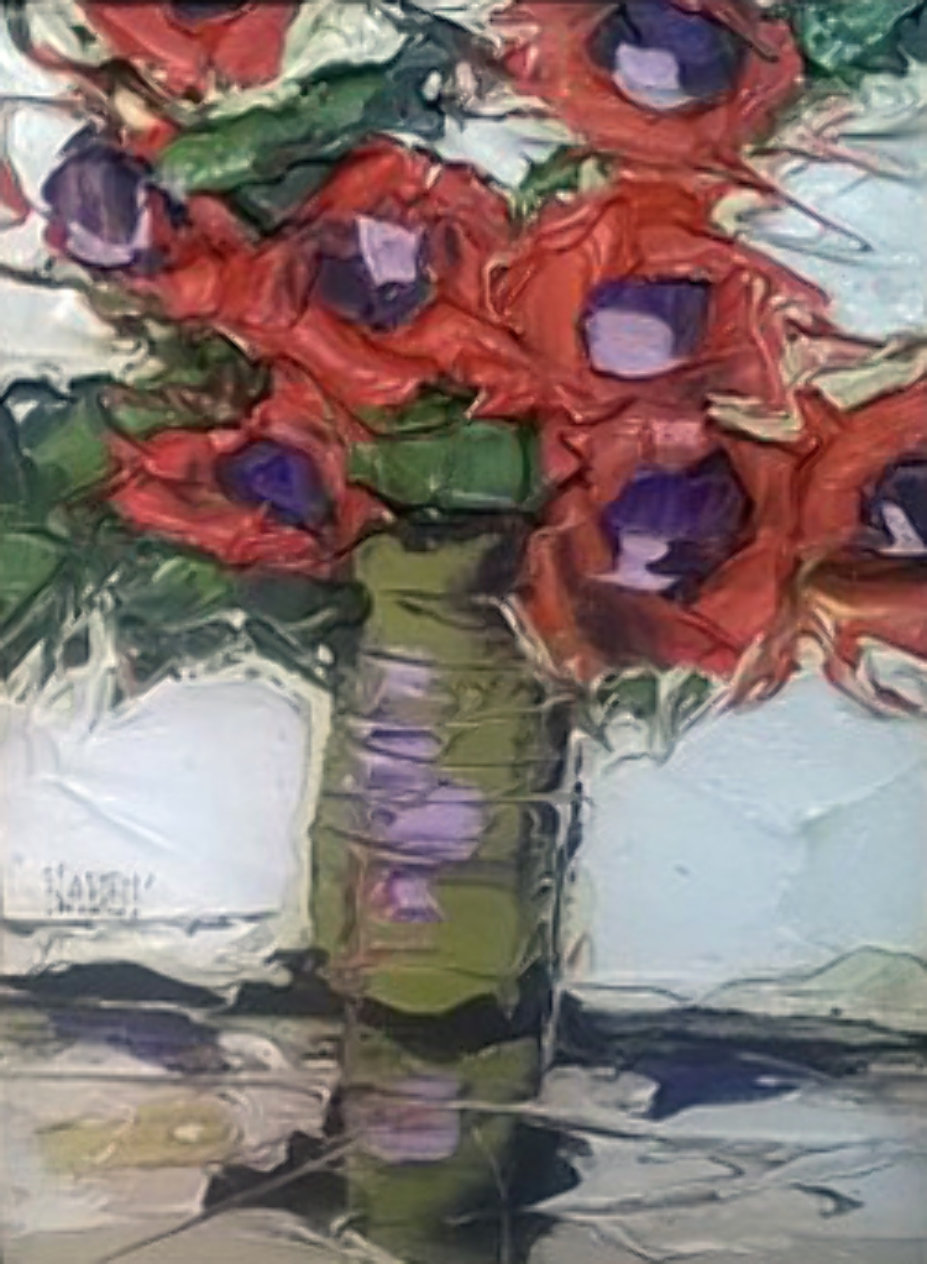 Bright Orange Poppies 1972 13x11 by Jim Rabby - For Sale on Art Brokerage