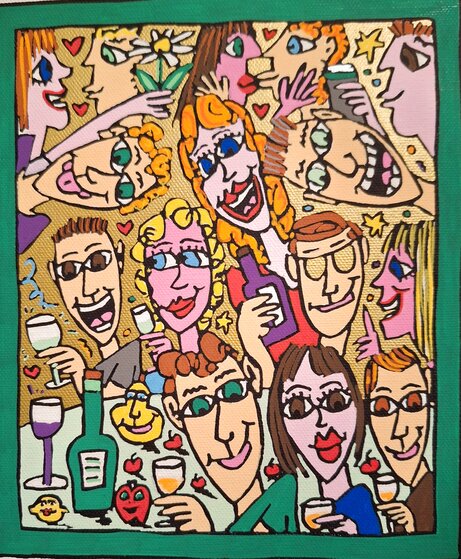 What a Party 1996 Acrylic on Canvas 11x10 by James Rizzi - For Sale on ...