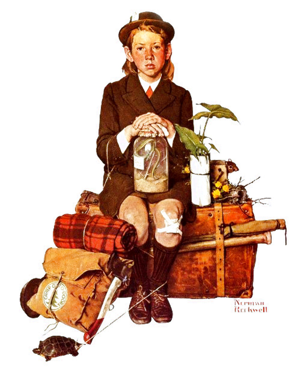 Back From Camp / Girl Returning From Camp AP Lithograph 20x30 by Norman Rockwell - For Sale on ...