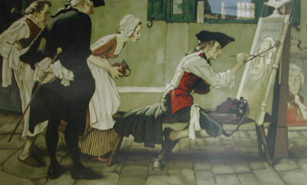 Colonial Sign Painter 18x31 collotype of Male and Female Figures ...